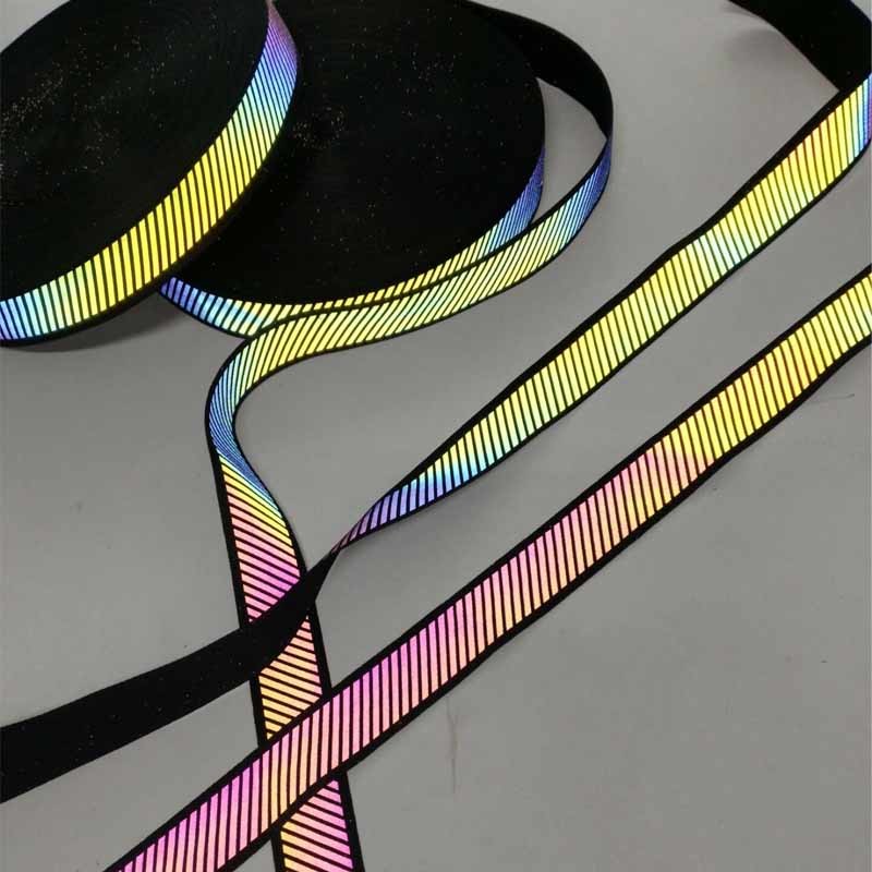 Rainbow Nylon Webbing Reflective Safety Ribbon Clothing 5cm Orange ...